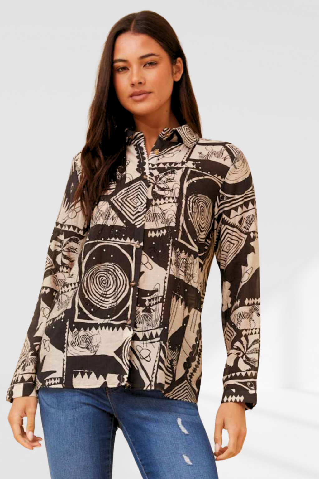 Lena Shirt - Black Multi – Blush Clothing and Accessories
